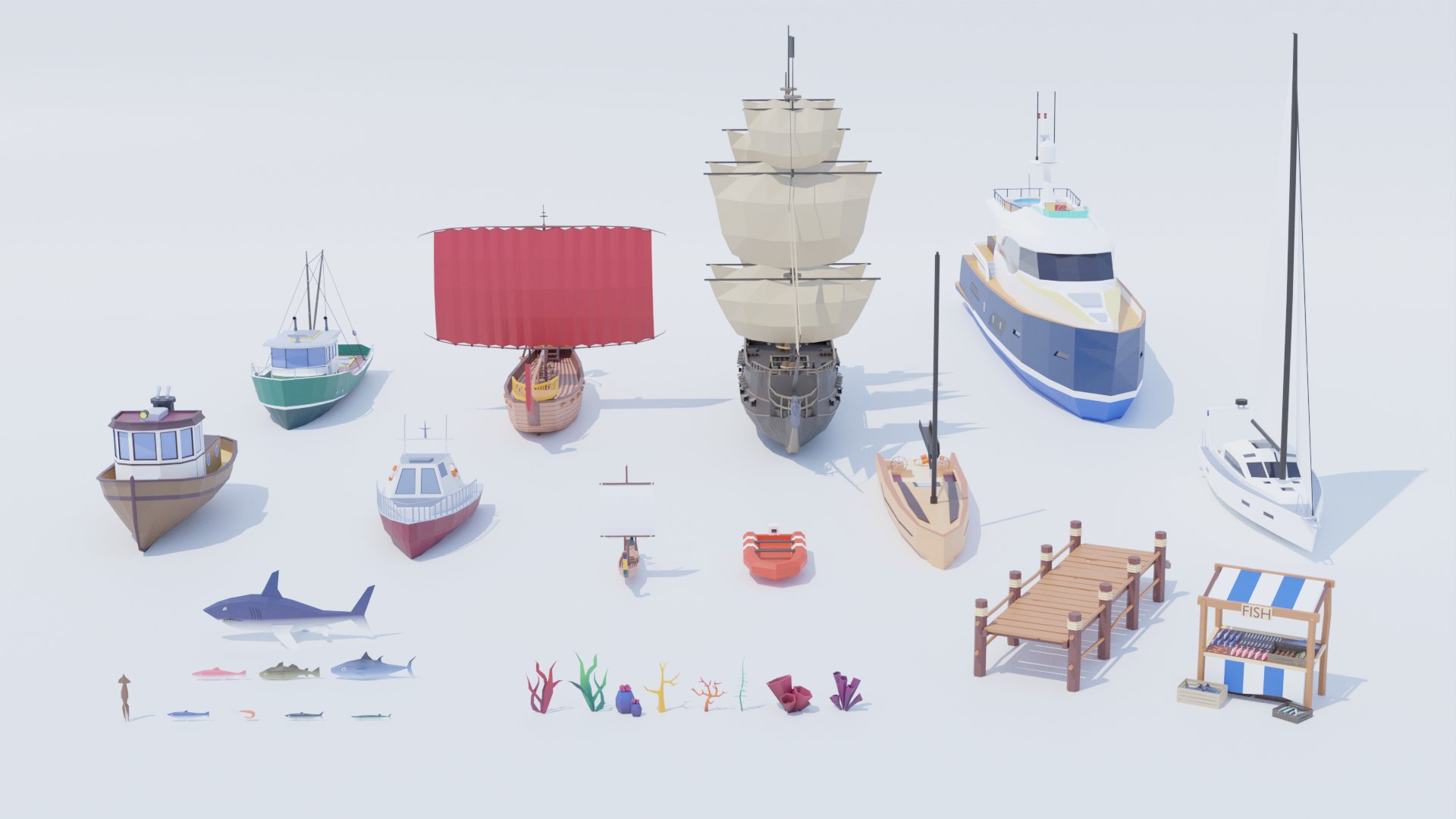 modelo 3d Pack 29 Sea Low-Poly 3D Models - TurboSquid 2083208