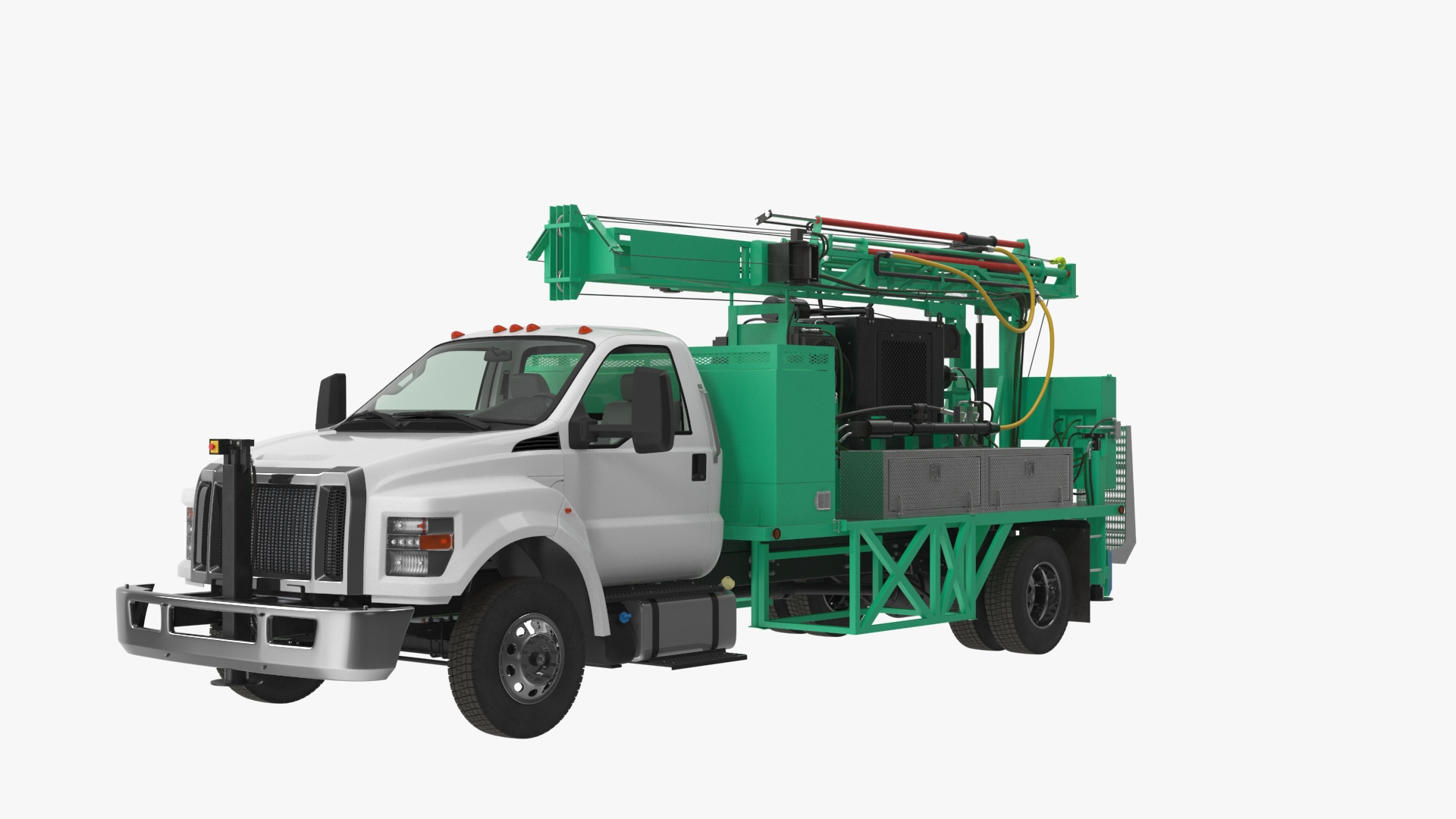 Truck-based Mobile Drill Rig Green Rigged For Cinema 4D Model ...