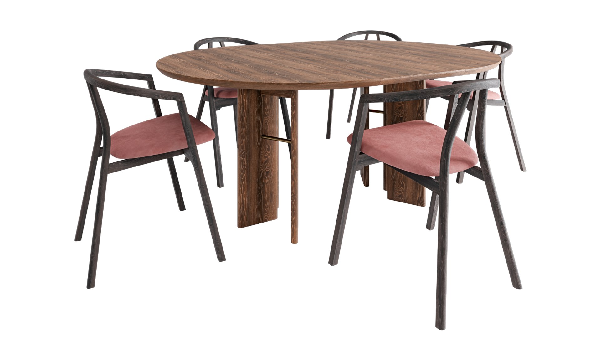 3D Velvet Round Dining Table And Metro Dining Chair Model - TurboSquid ...