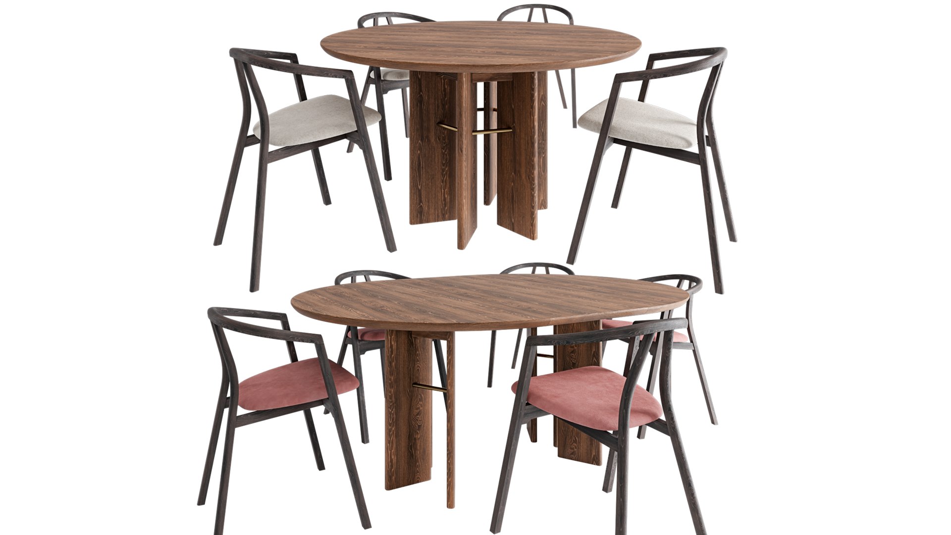 3D Velvet Round Dining Table And Metro Dining Chair Model - TurboSquid ...