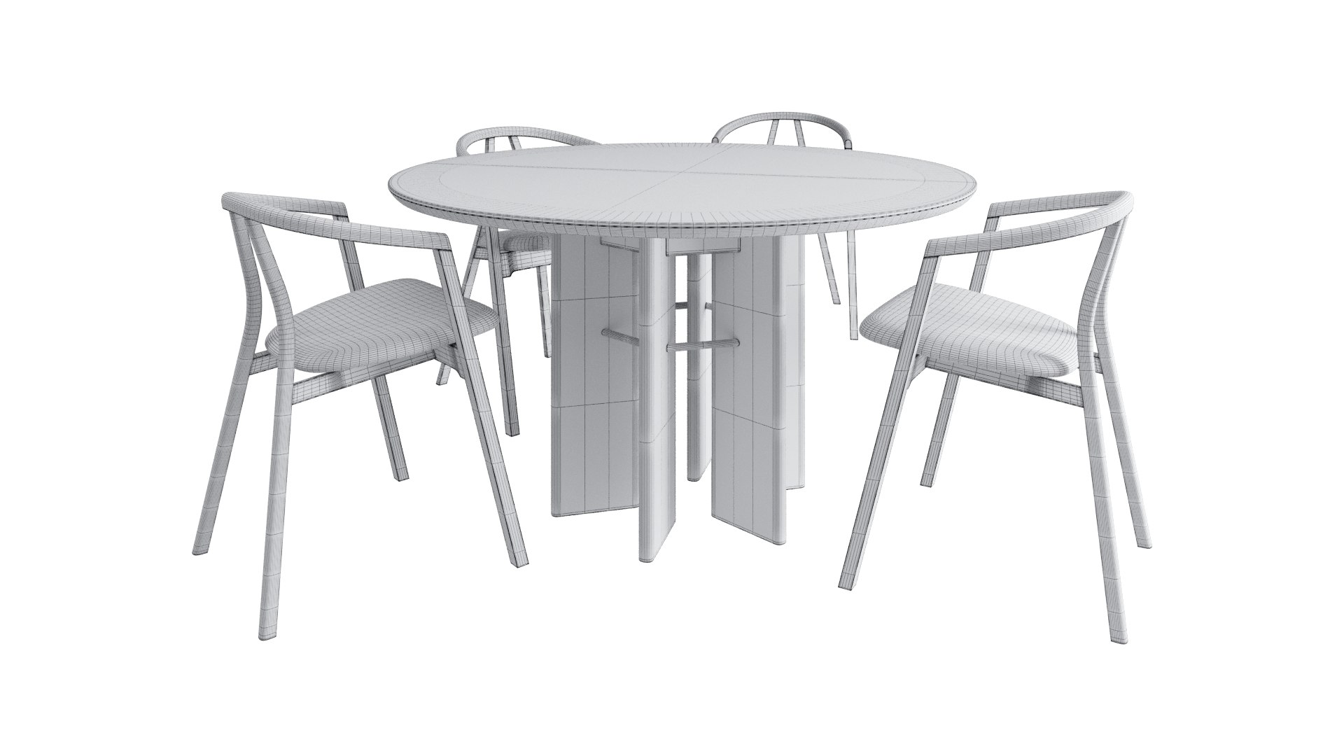 3D Velvet Round Dining Table And Metro Dining Chair Model - TurboSquid ...