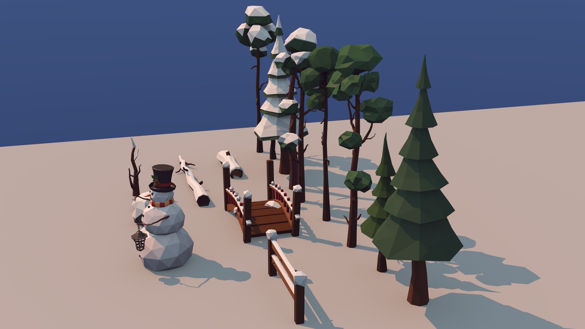 3d Model Winter Trees
