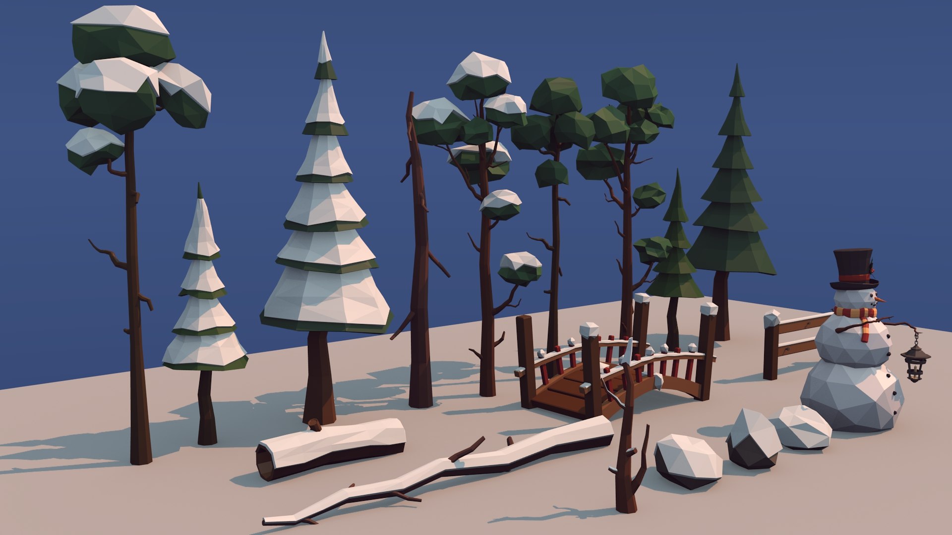 3d Model Winter Trees