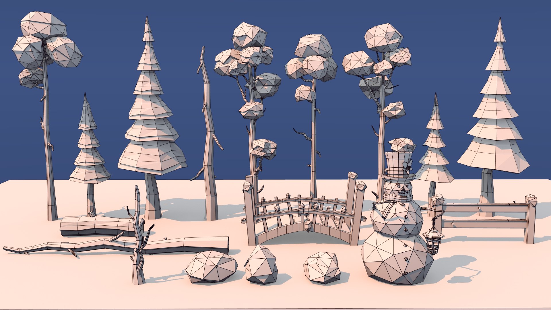 3d Model Winter Trees