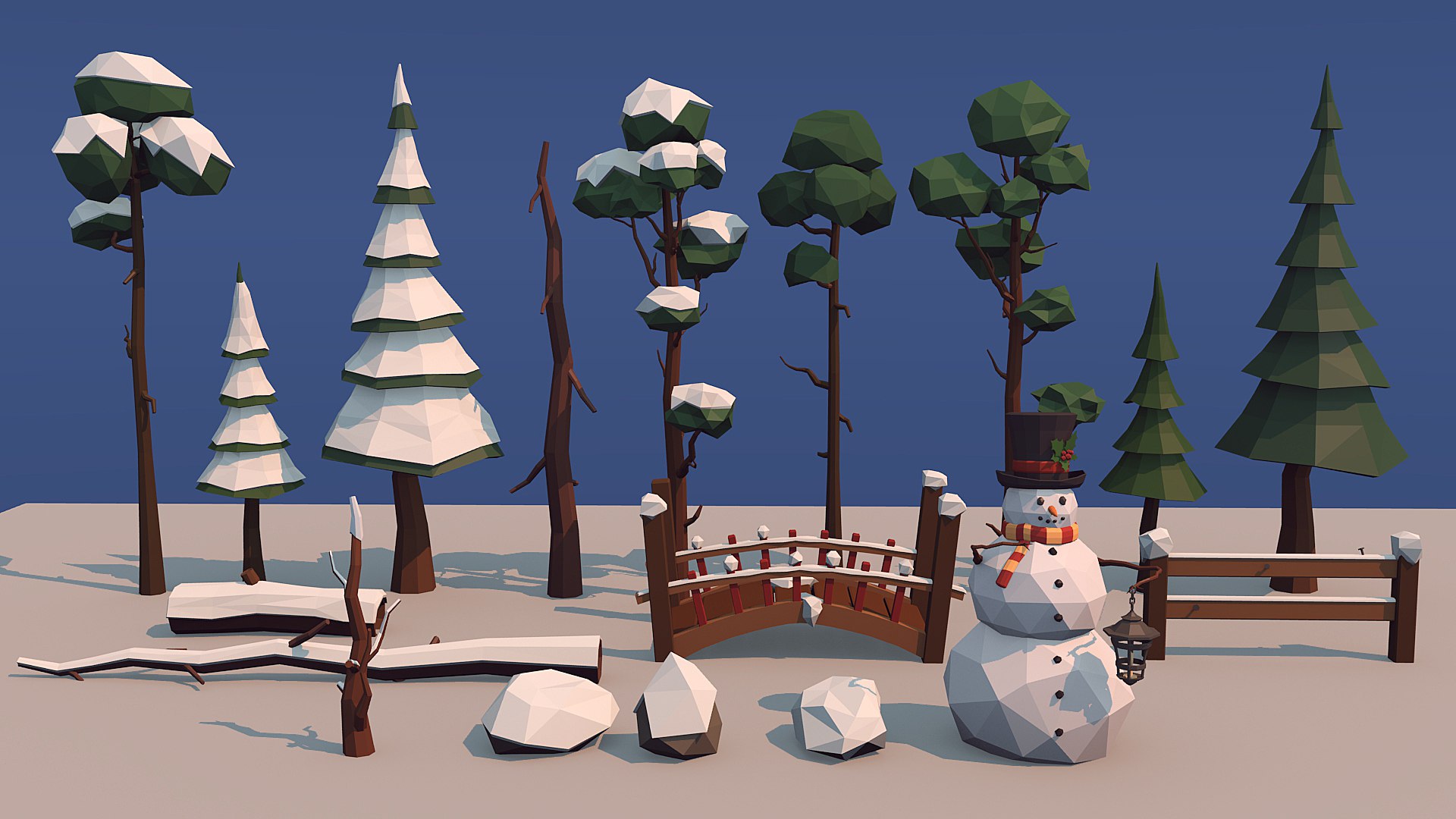 3d Model Winter Trees