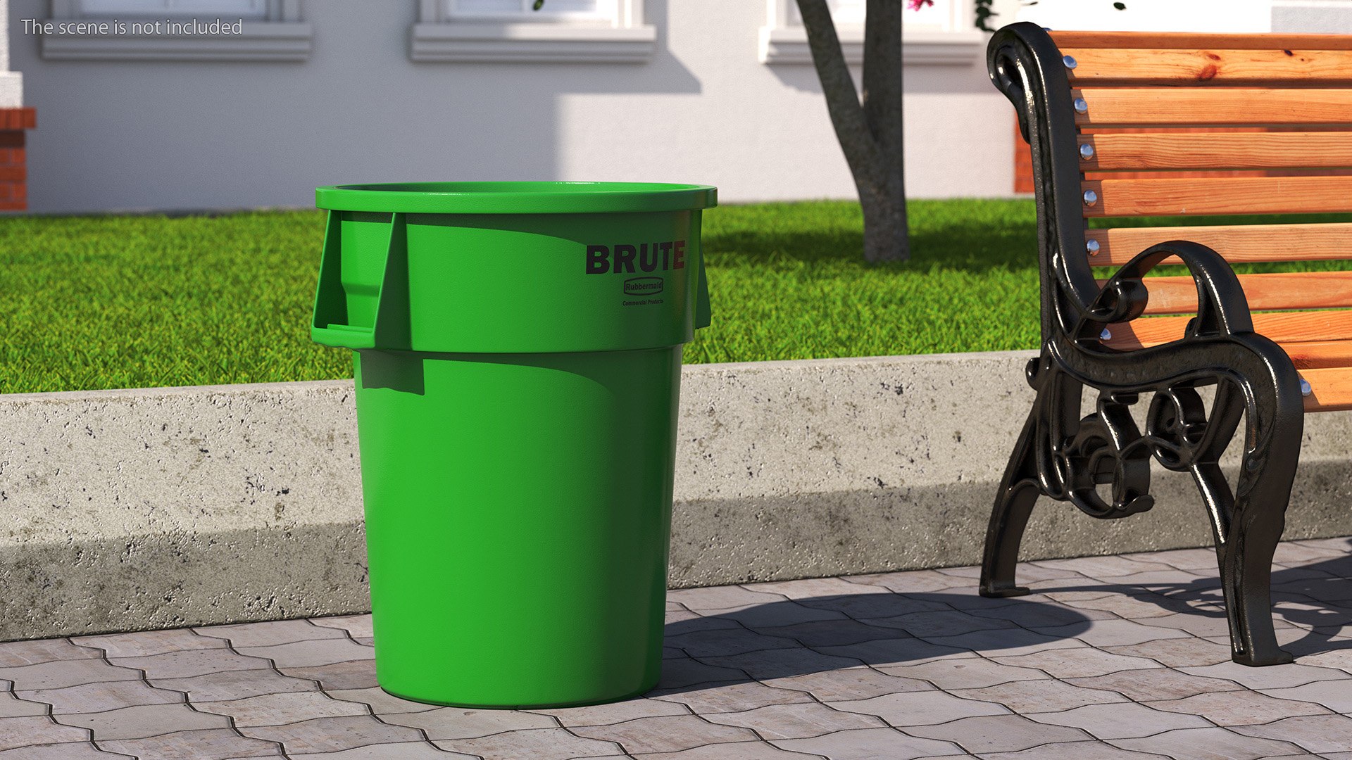 Green Round Waste Garbage Can 32 Gallon 3D - TurboSquid 2149879