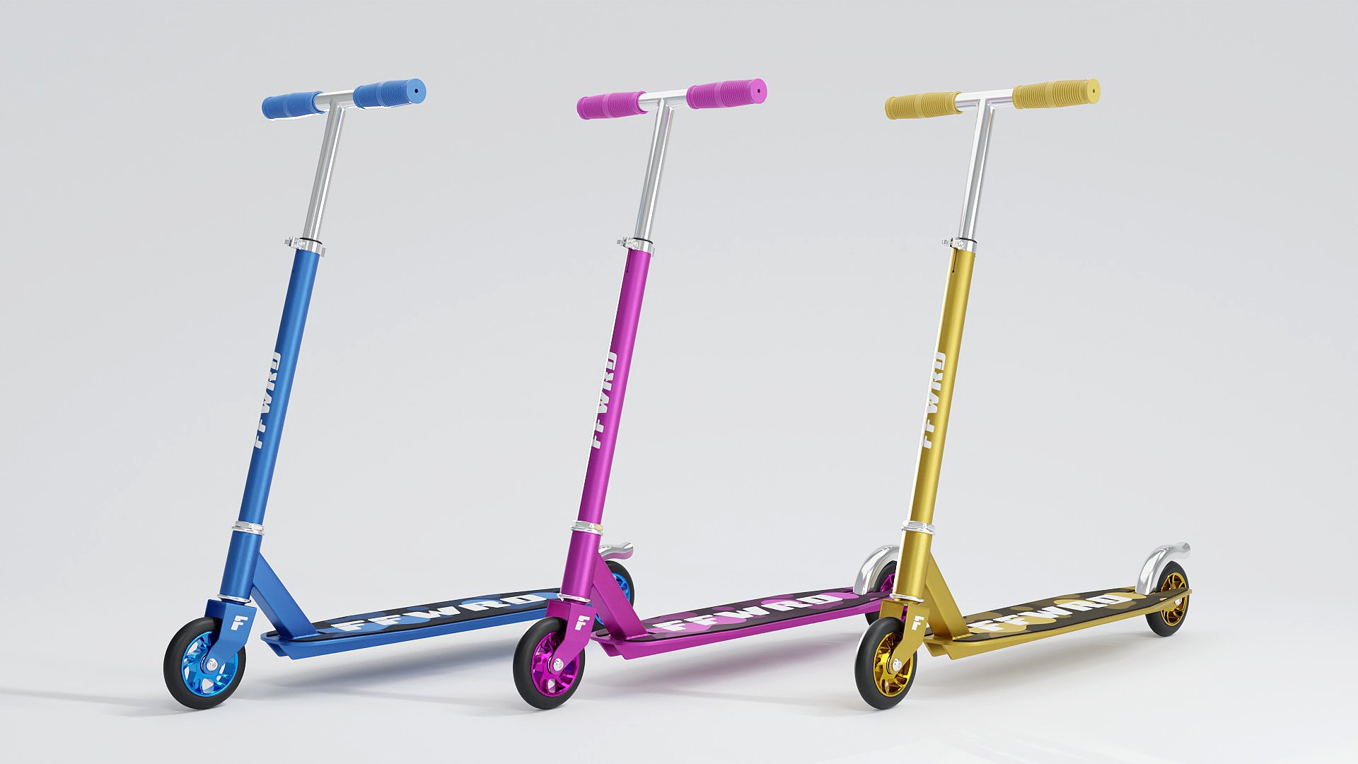 3D Model Push Scooter In 3 Colors - TurboSquid 2210750