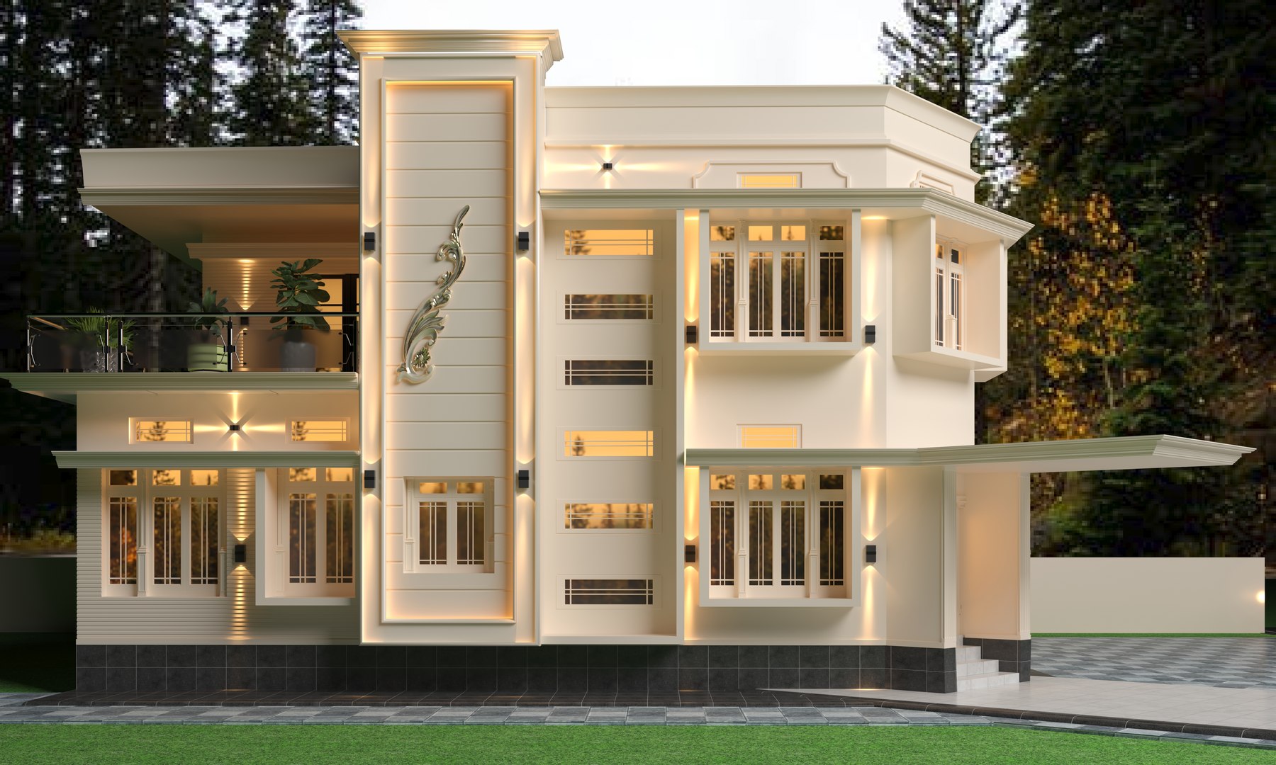 Villa Neoclassic Exterior Design Scene 3D Model - TurboSquid 2165774