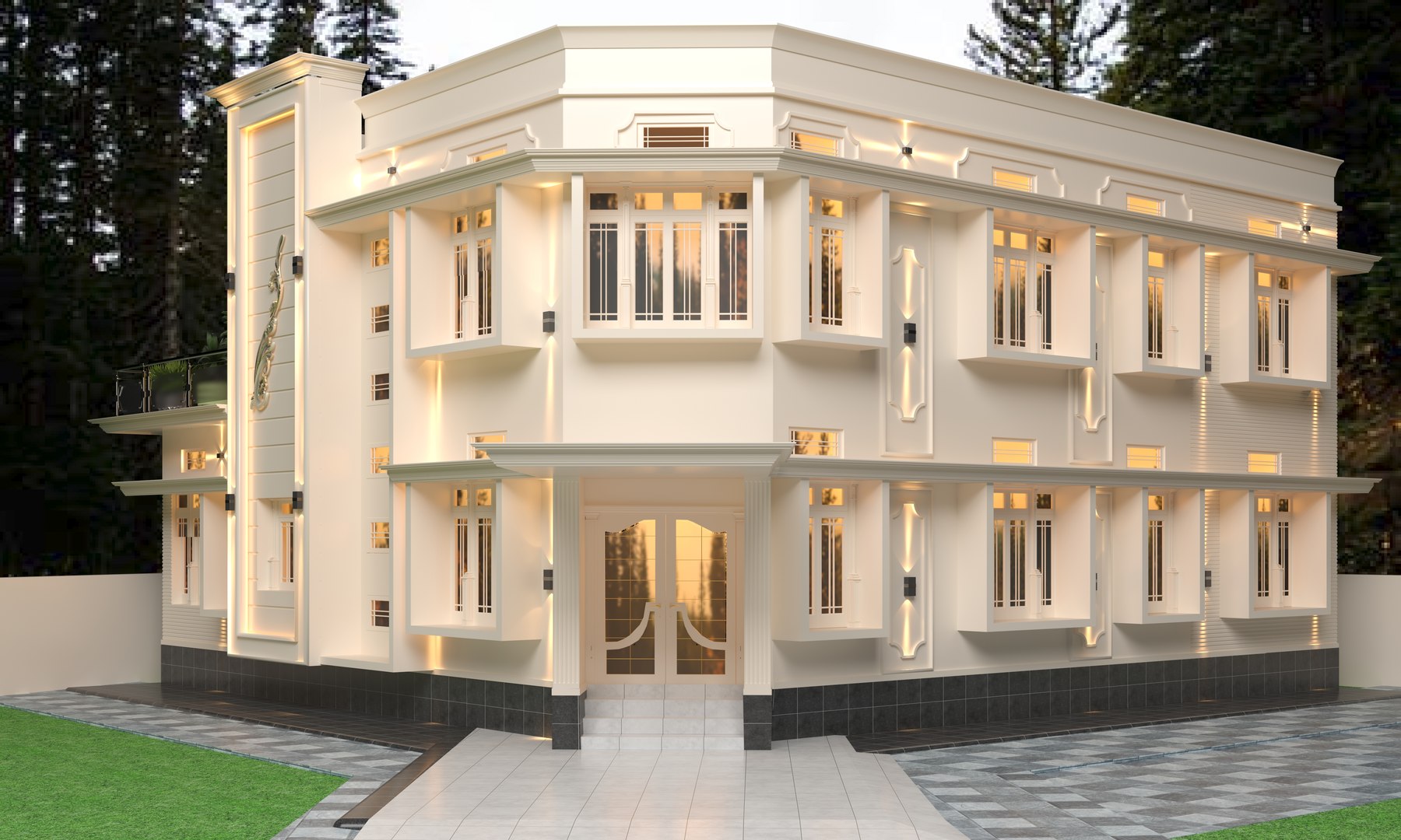 Villa Neoclassic Exterior Design Scene 3D Model - TurboSquid 2165774