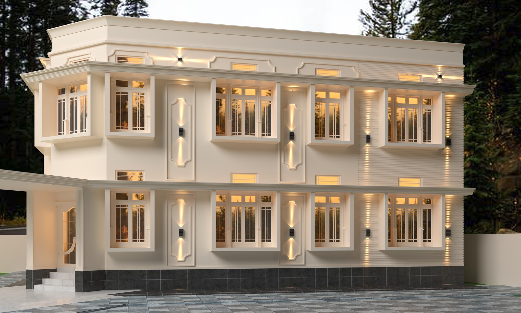 Villa Neoclassic Exterior Design Scene 3D Model - TurboSquid 2165774