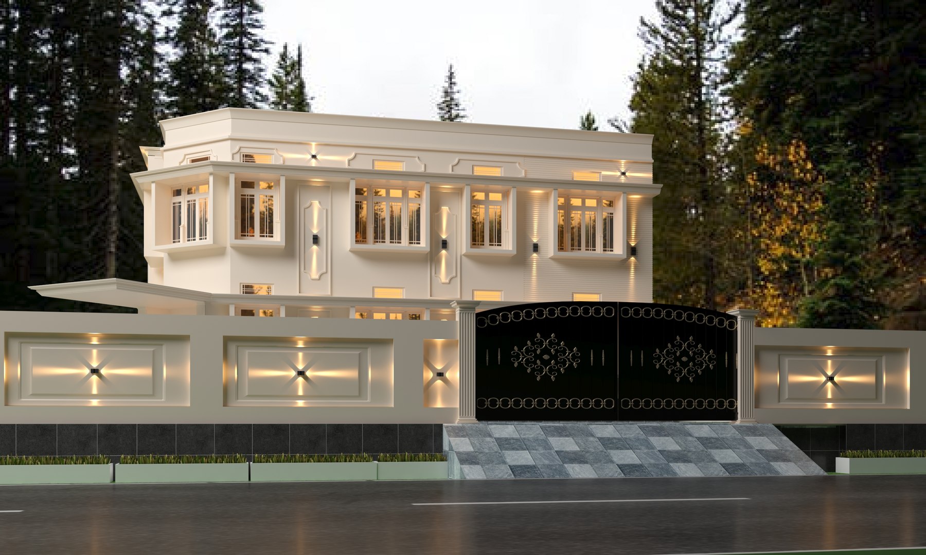 Villa Neoclassic Exterior Design Scene 3D Model - TurboSquid 2165774