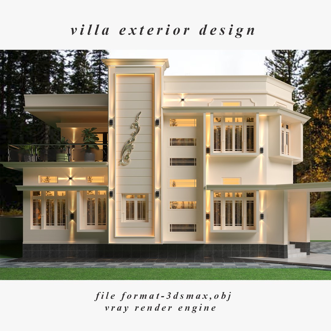 Villa Neoclassic Exterior Design Scene 3D Model - TurboSquid 2165774