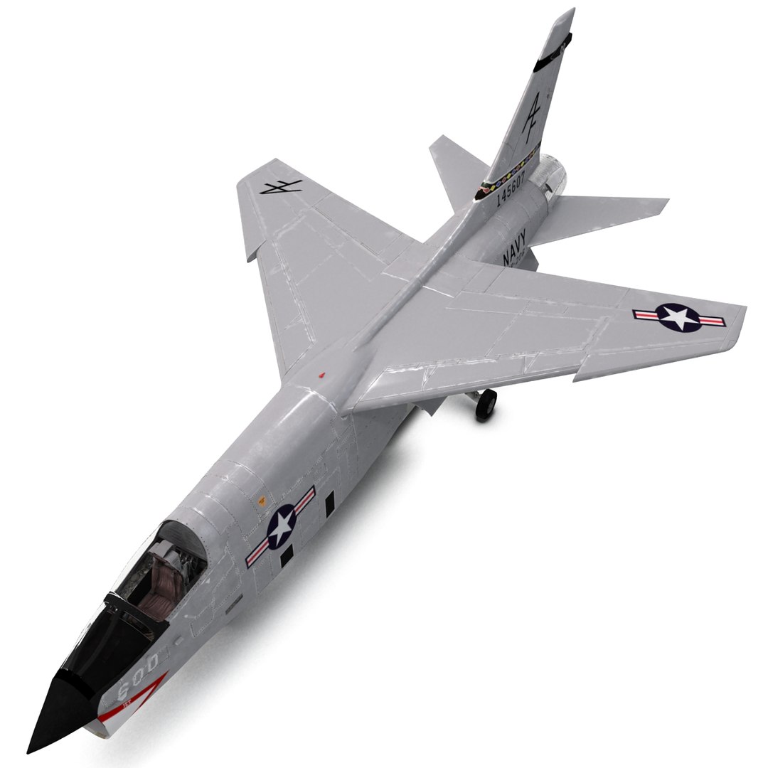 3d Model Of F8 Crusader Navy Fighter Aircraft