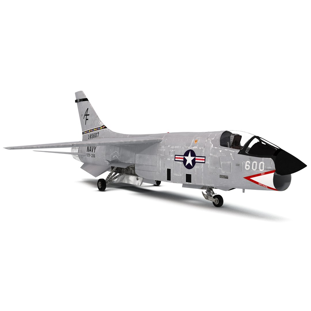 3d model of f8 crusader navy fighter aircraft