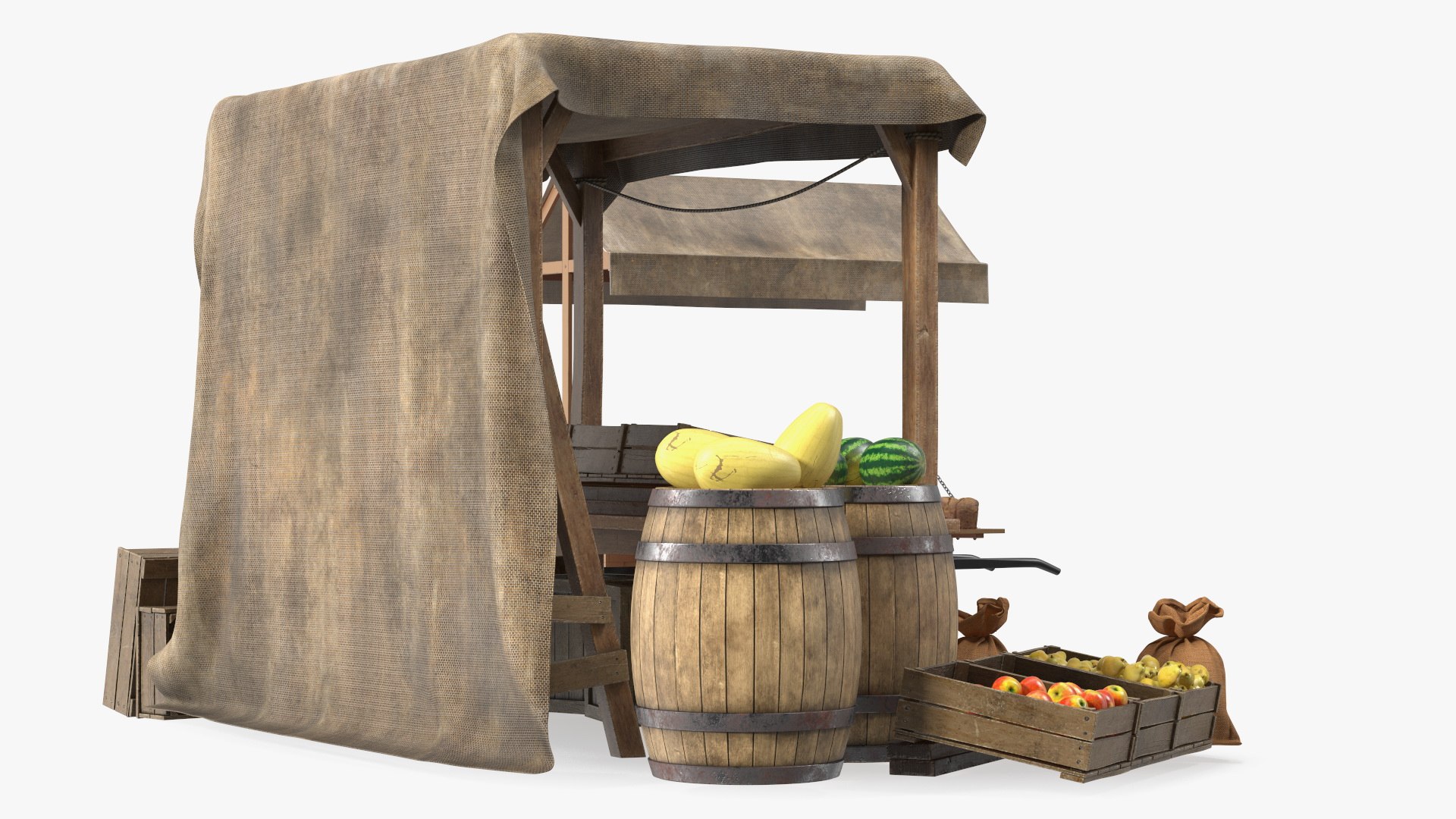 3D Medieval Trading Market Shop With Cart - TurboSquid 2279711