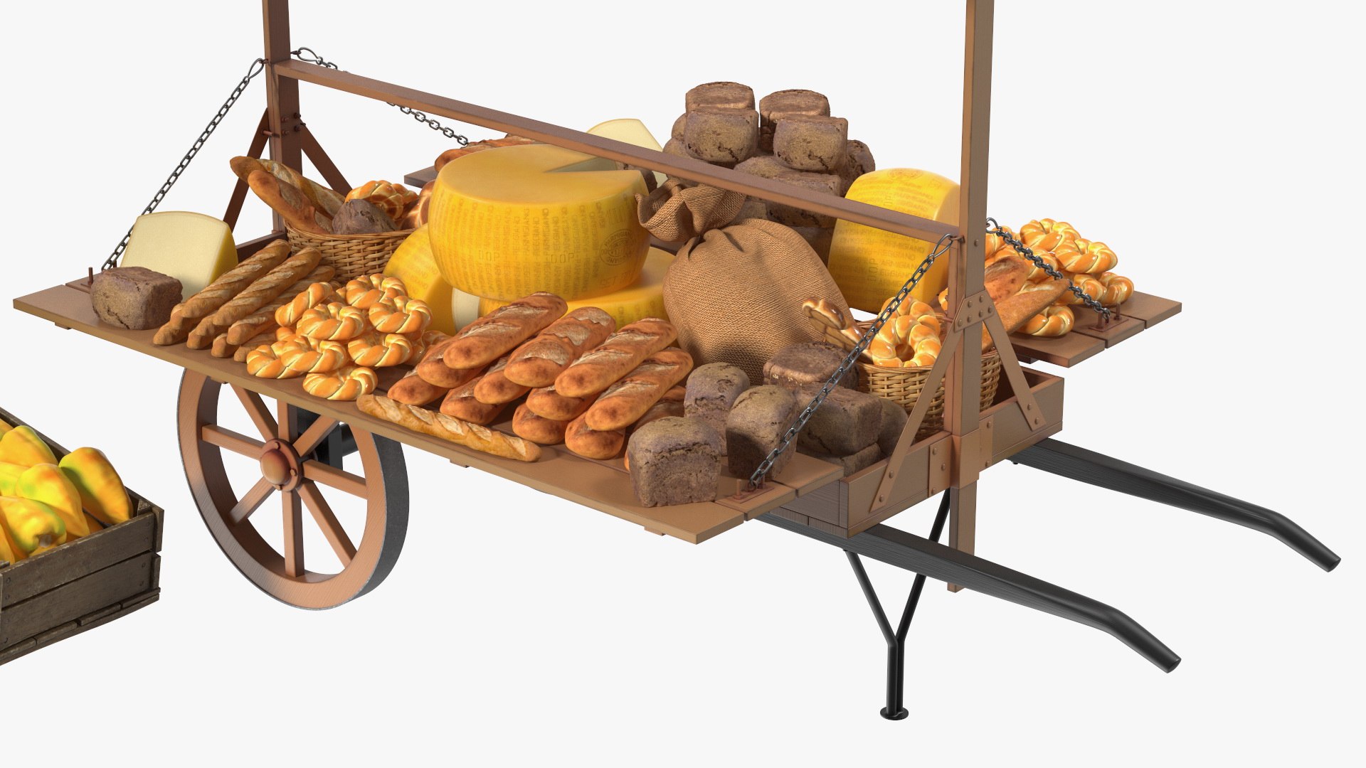 3D Medieval Trading Market Shop With Cart - TurboSquid 2279711