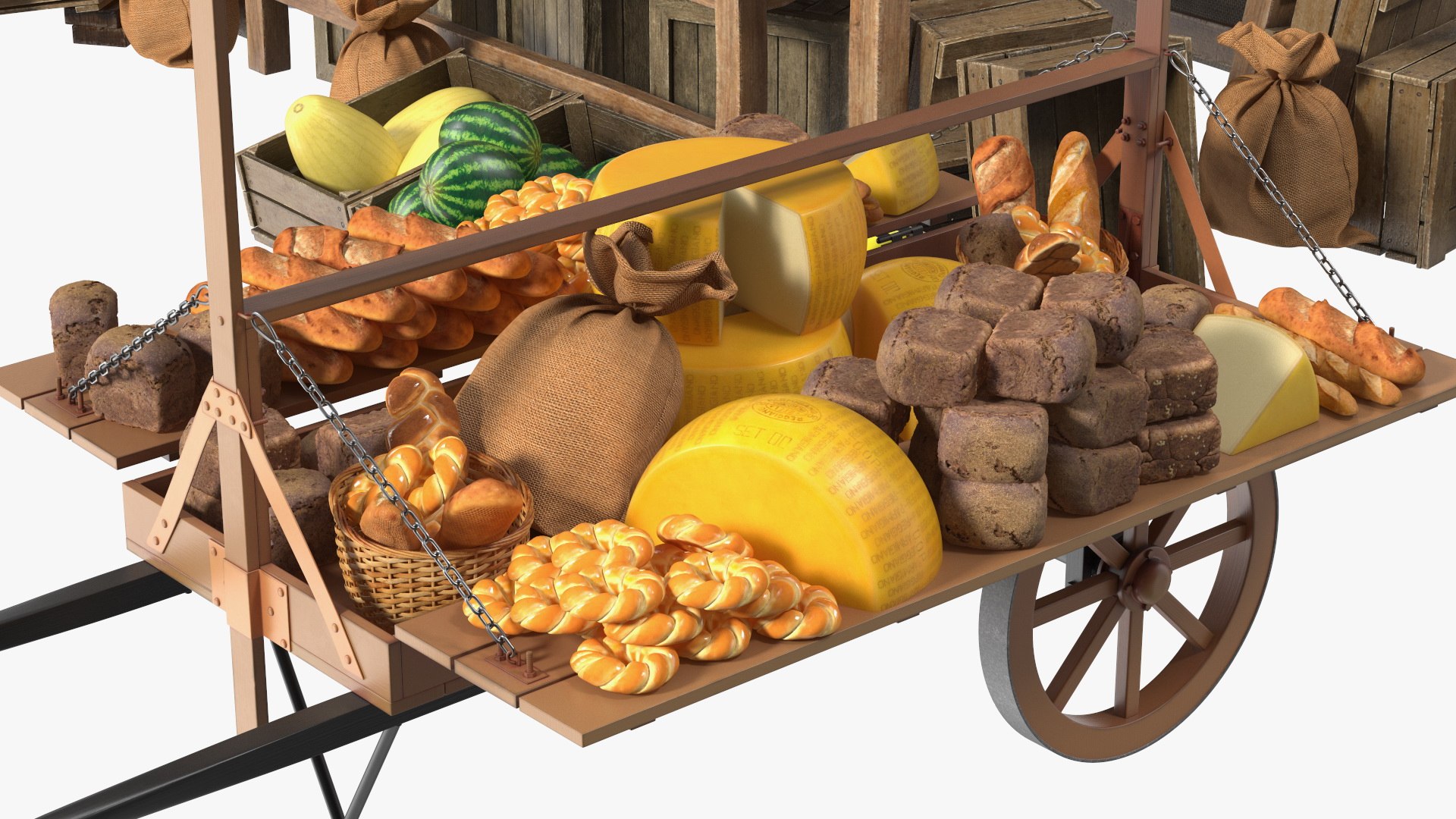3D Medieval Trading Market Shop With Cart - TurboSquid 2279711