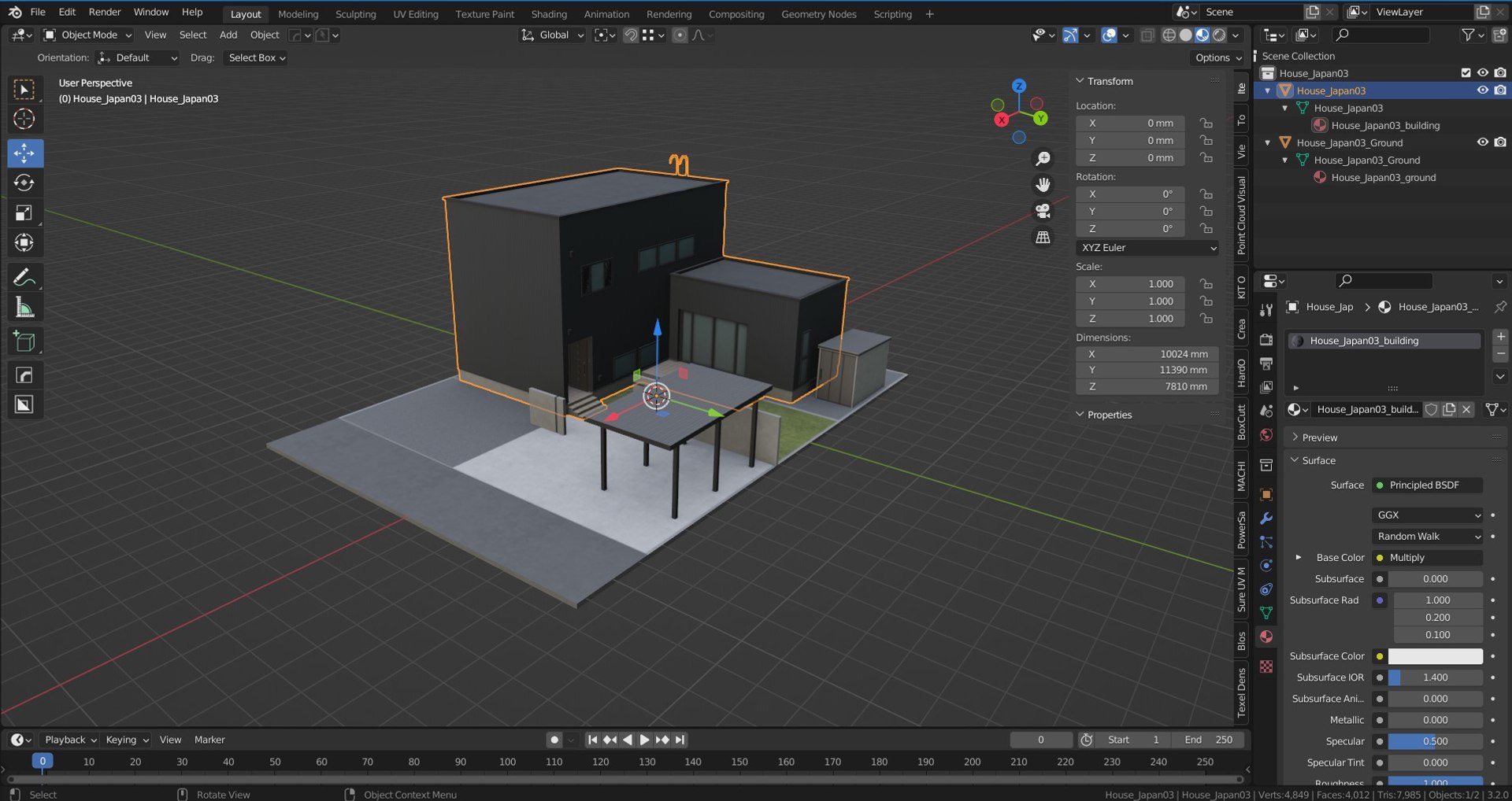 Japan Modern House 03 LowPoly 3D Model - TurboSquid 2347874