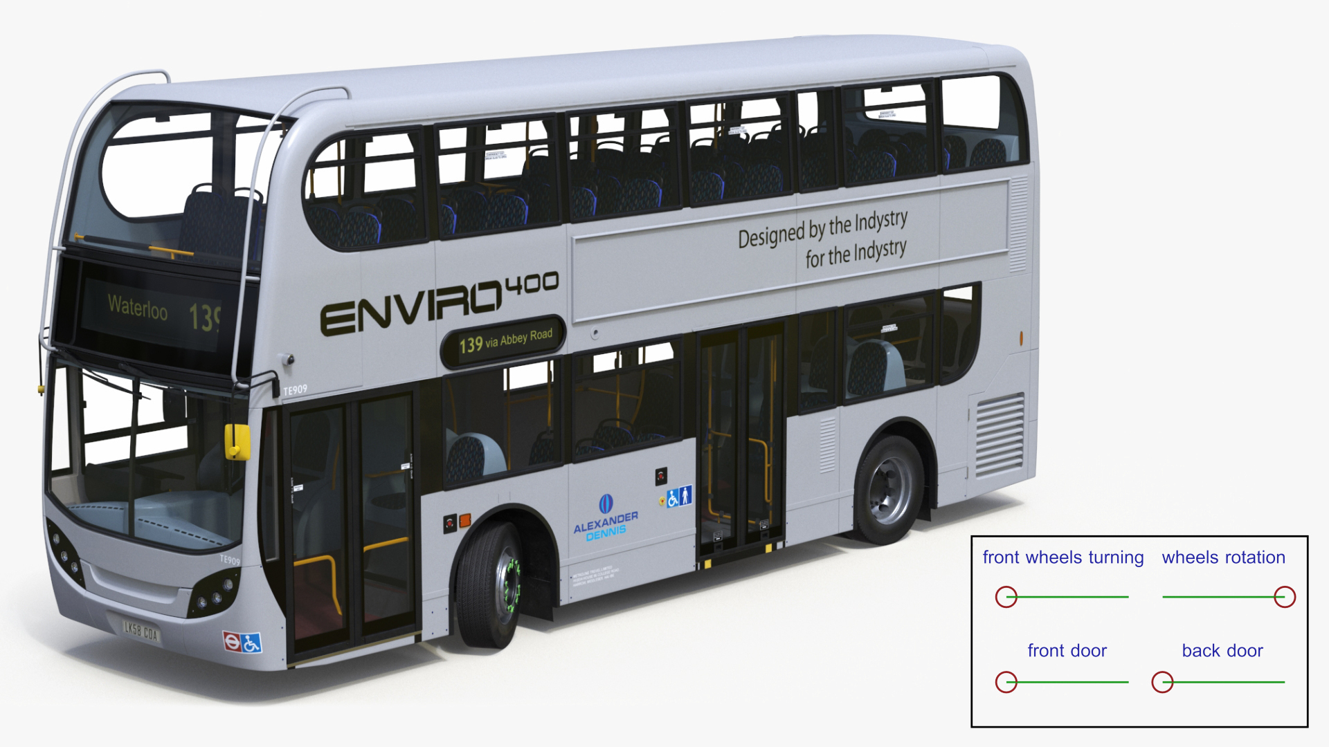Alexander Dennis Enviro400 Double Decker Bus Rigged 3D Model ...