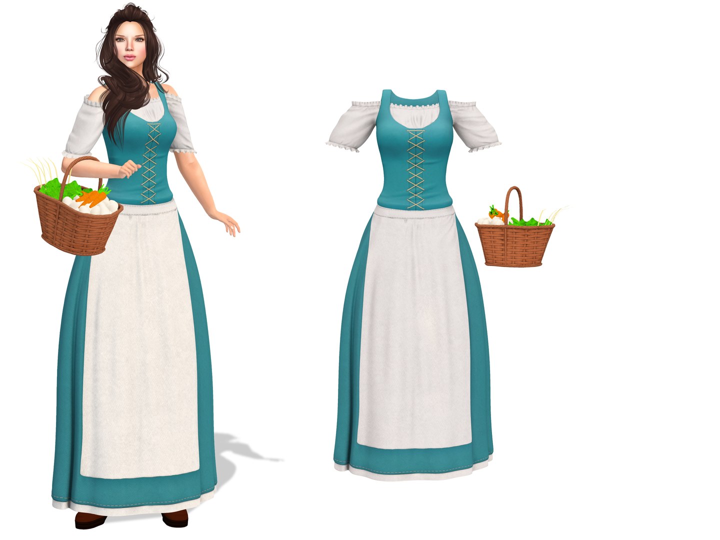 3D Model Farmer Daughter Outfit Costume - TurboSquid 1903219