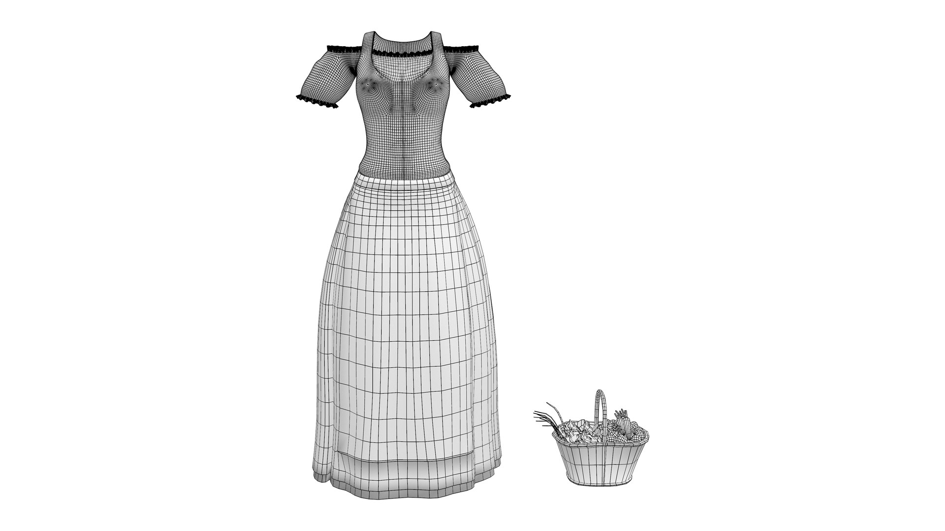 3D Model Farmer Daughter Outfit Costume - TurboSquid 1903219