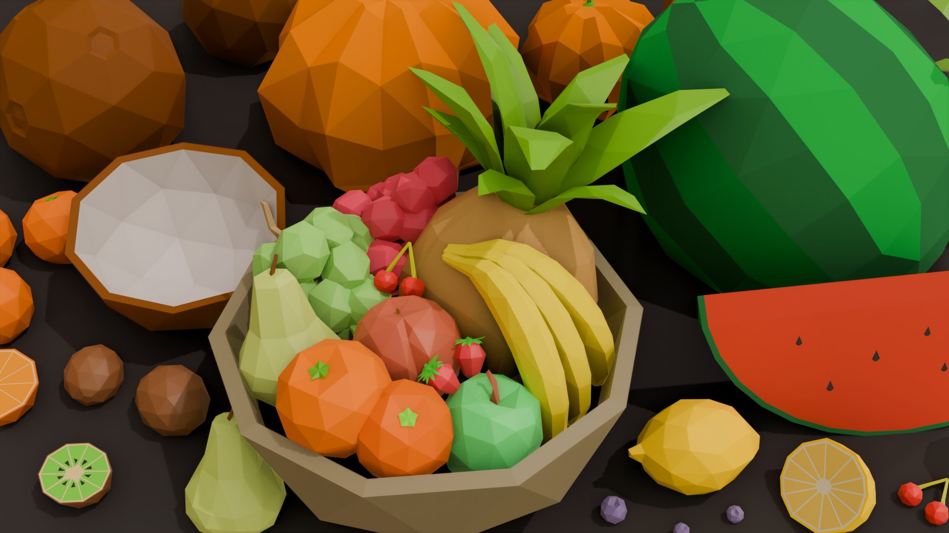 3D Collection 25 Fruits Low Poly Model - TurboSquid 2344653