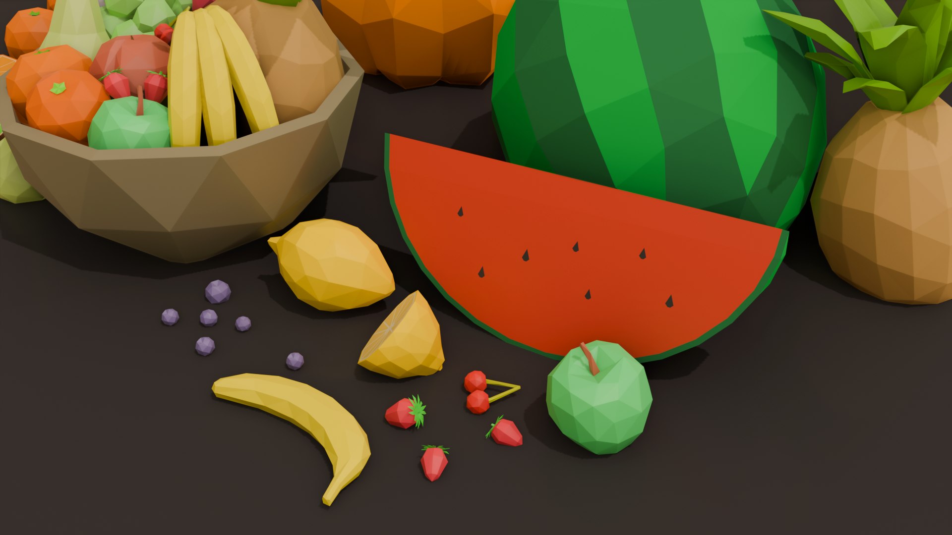 3D Collection 25 Fruits Low Poly Model - TurboSquid 2344653