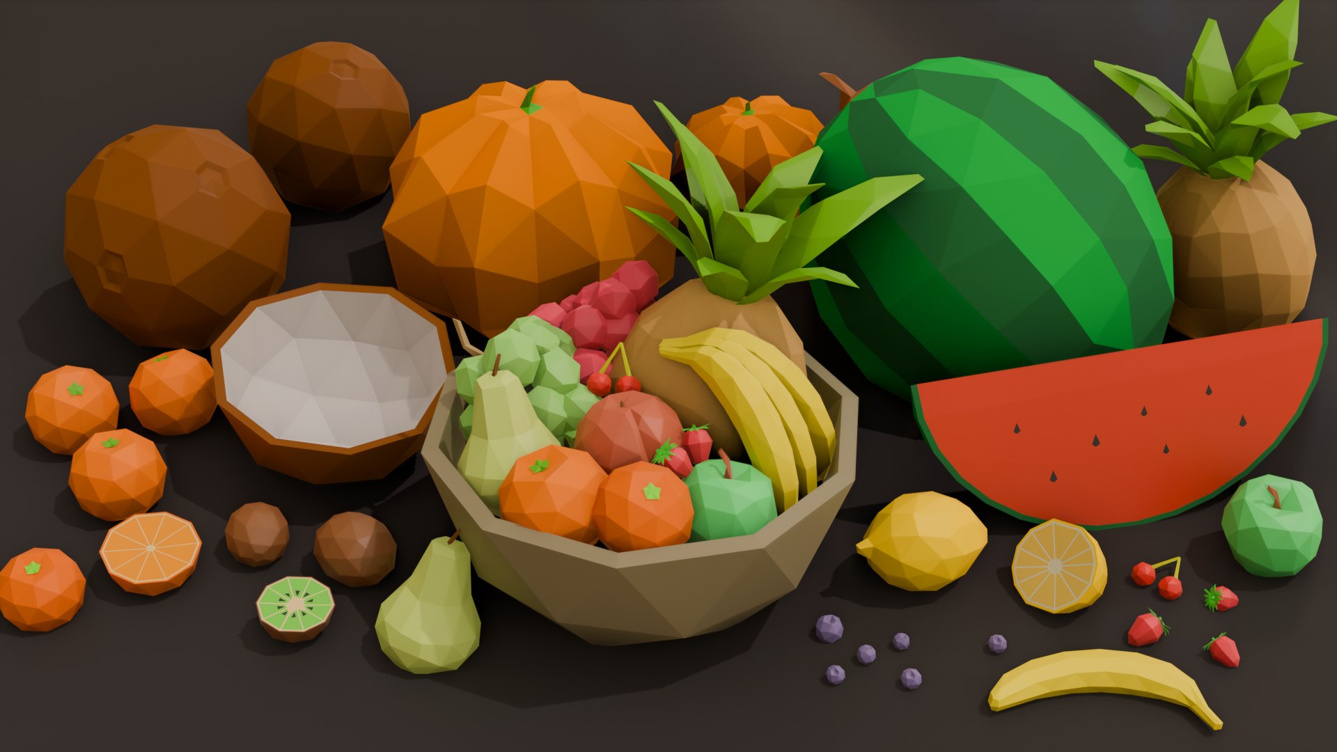 3D Collection 25 Fruits Low Poly Model - TurboSquid 2344653