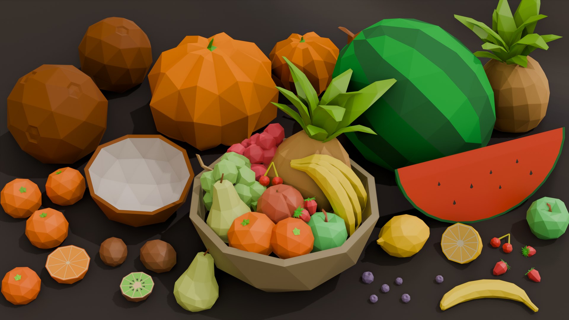 3D Collection 25 Fruits Low Poly Model - TurboSquid 2344653