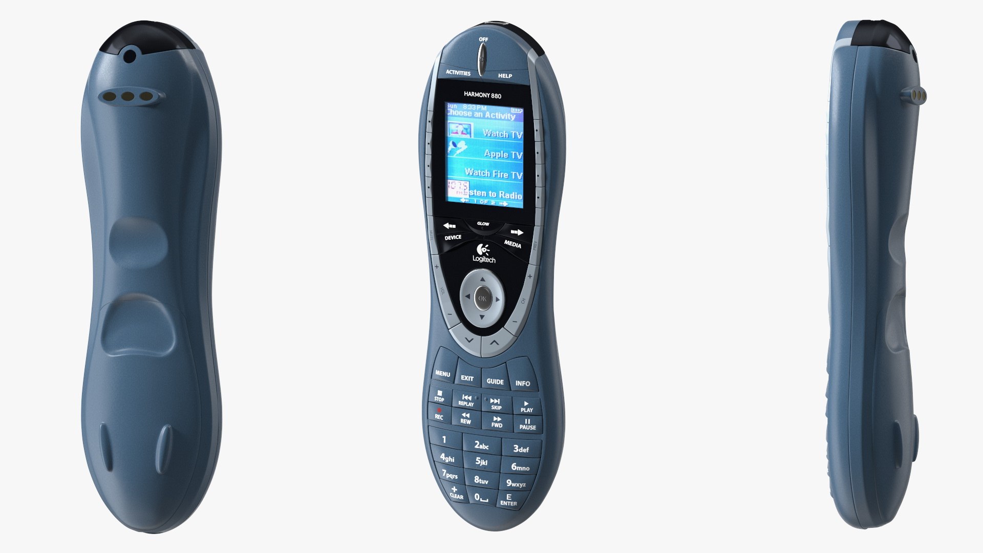 Universal Remote Control Logitech Harmony 880 Blue 3D Model ...