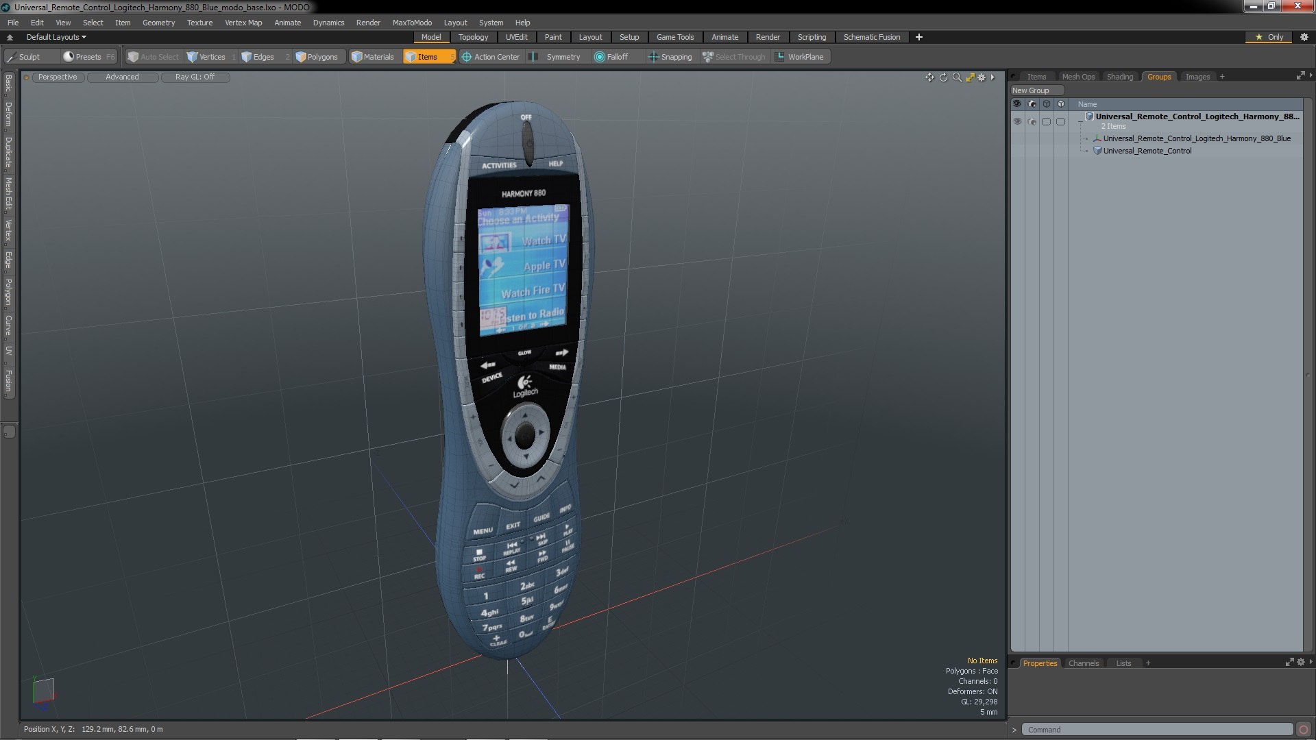 Universal Remote Control Logitech Harmony 880 Blue 3D Model ...