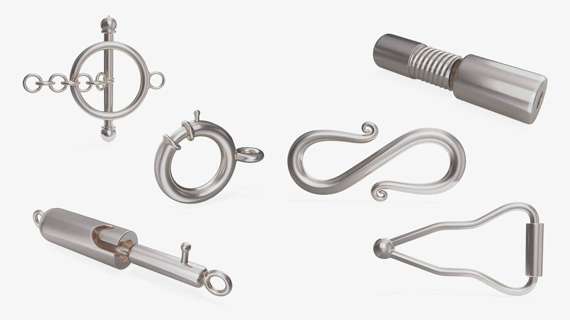 3D Silver Jewelry Clasps Collection 5 Model - TurboSquid 2169541