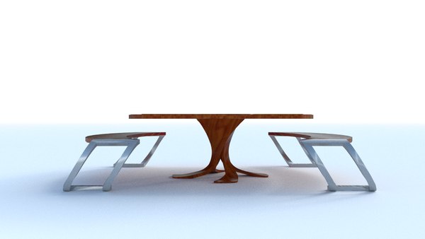 3d model modern table set bench
