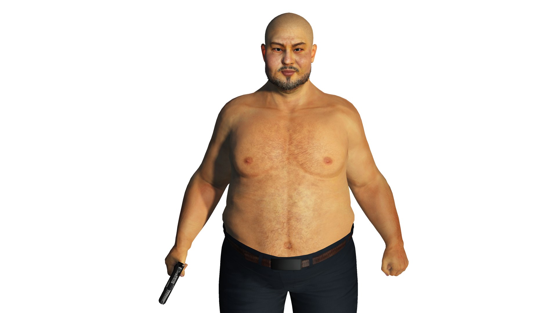3D REALISTIC HUMAN RIGGED CHARACTER - ASIAN FAT BUSINESSMAN Model ...