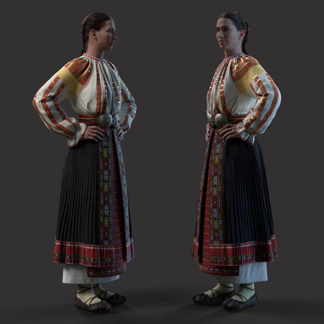 3D Female Traditional Folklore Costume And Head - Vlasca Model ...