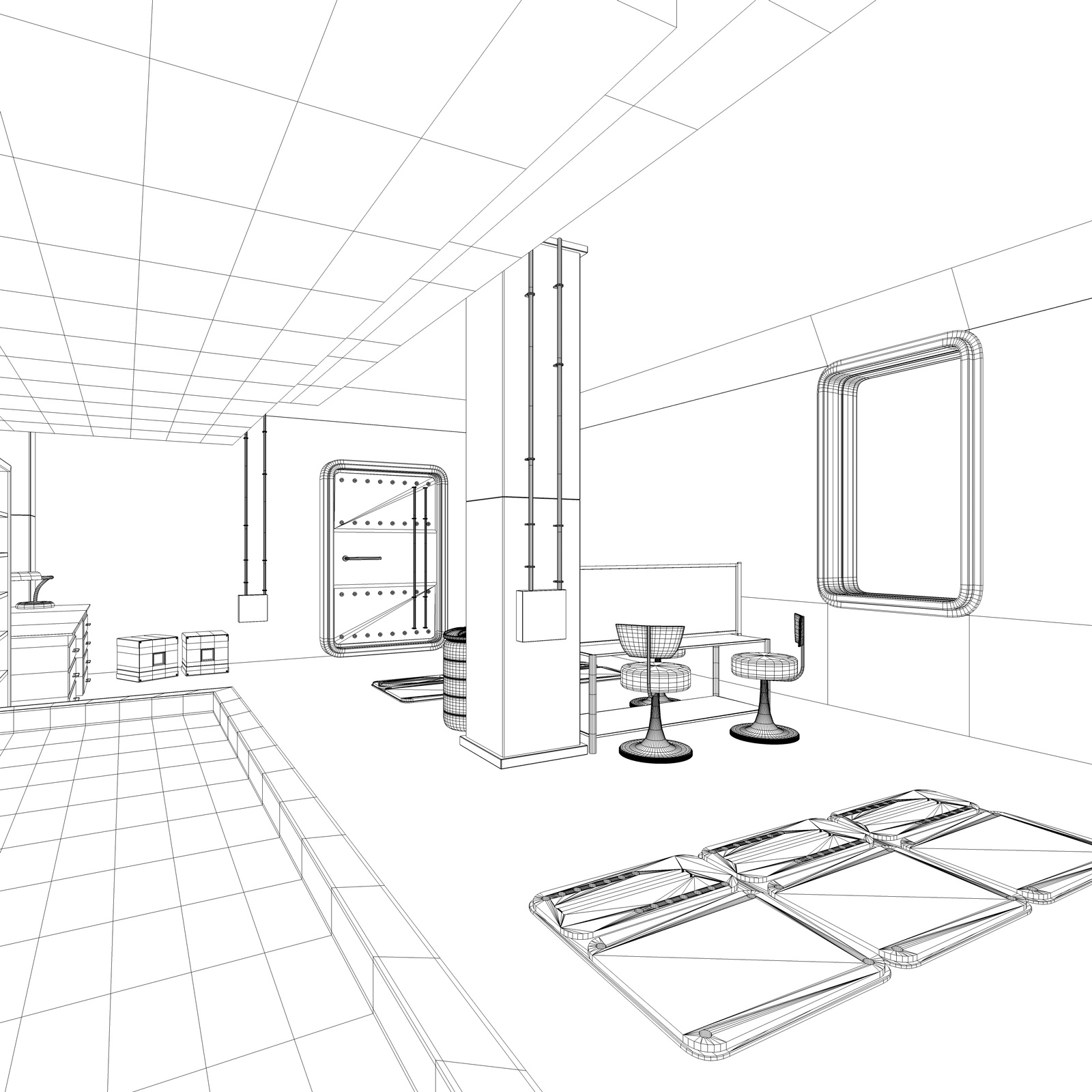 3d model science fiction interior