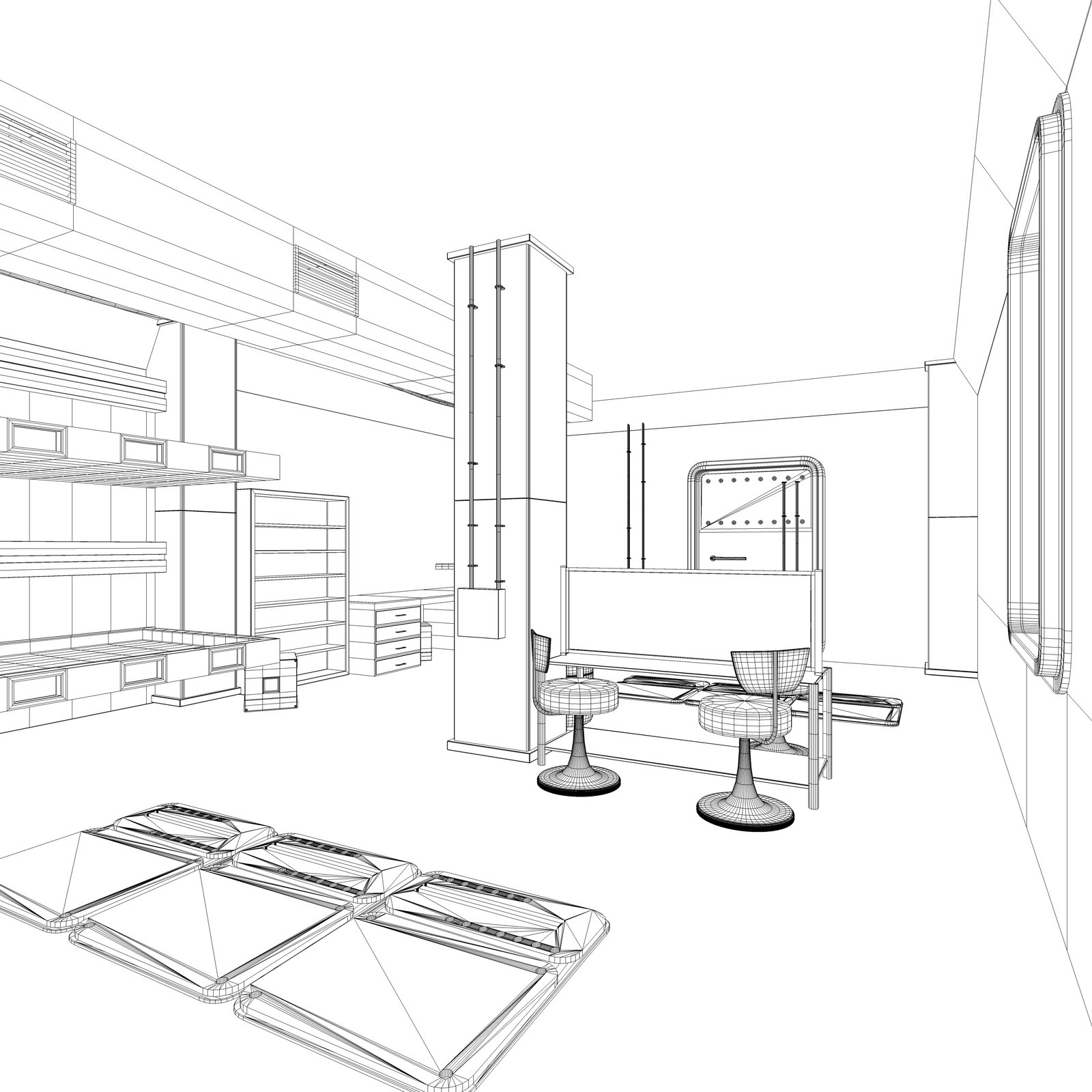 3d model science fiction interior