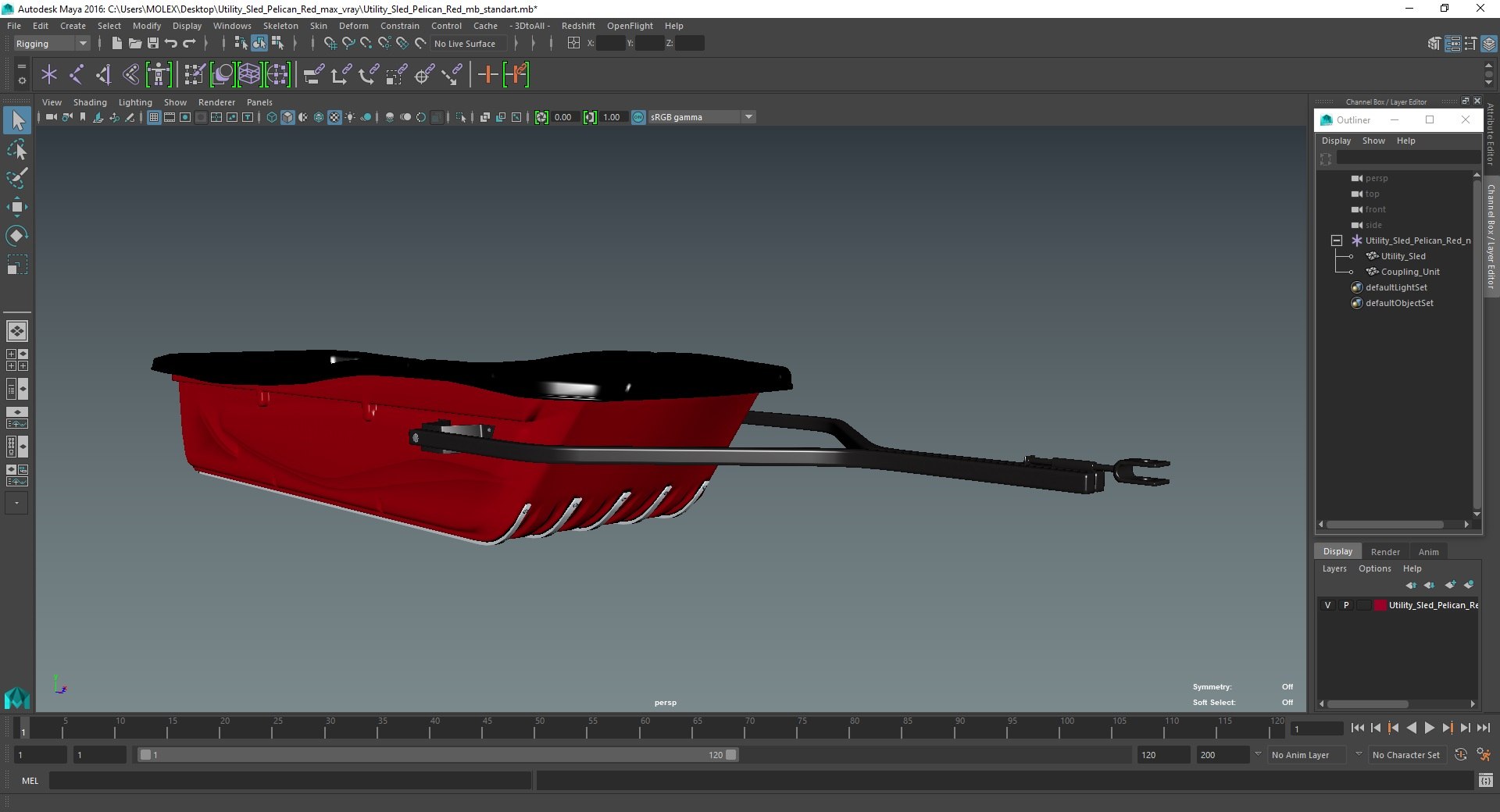 Utility Sled Pelican Red 3D model - TurboSquid 2161303