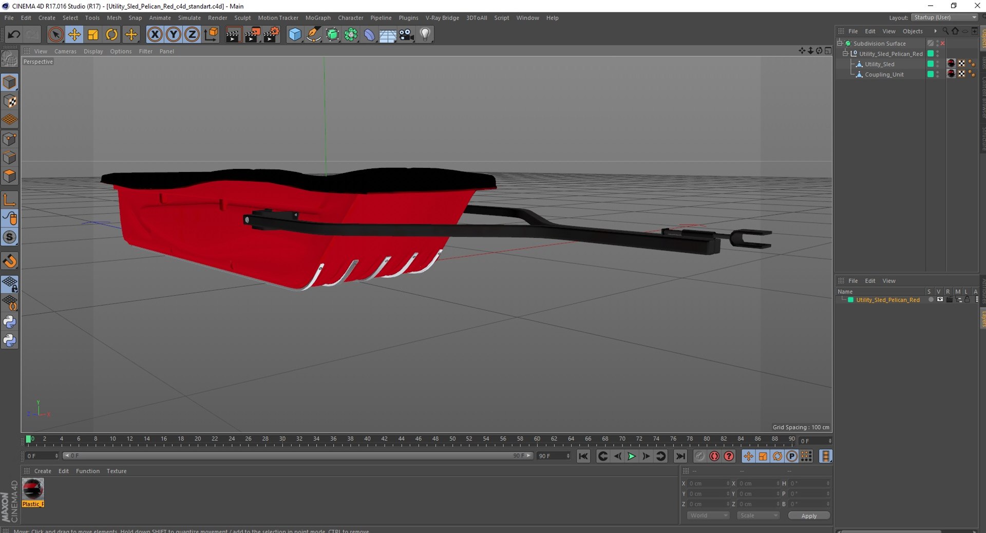Utility Sled Pelican Red 3D model - TurboSquid 2161303