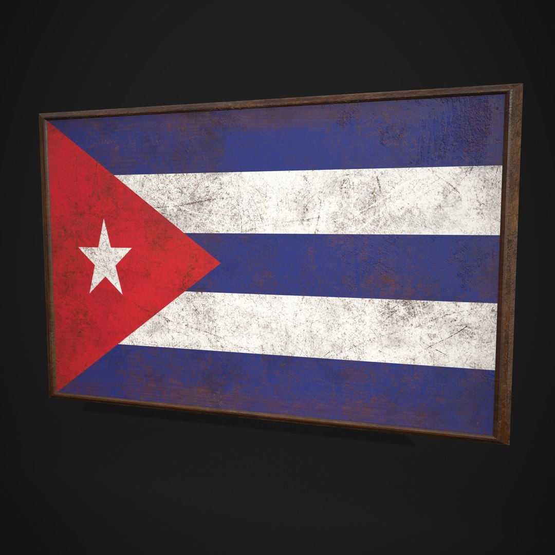 3D Old Picture Frame With Cuba Flag - Game Ready PBR Low-poly 2 Model ...