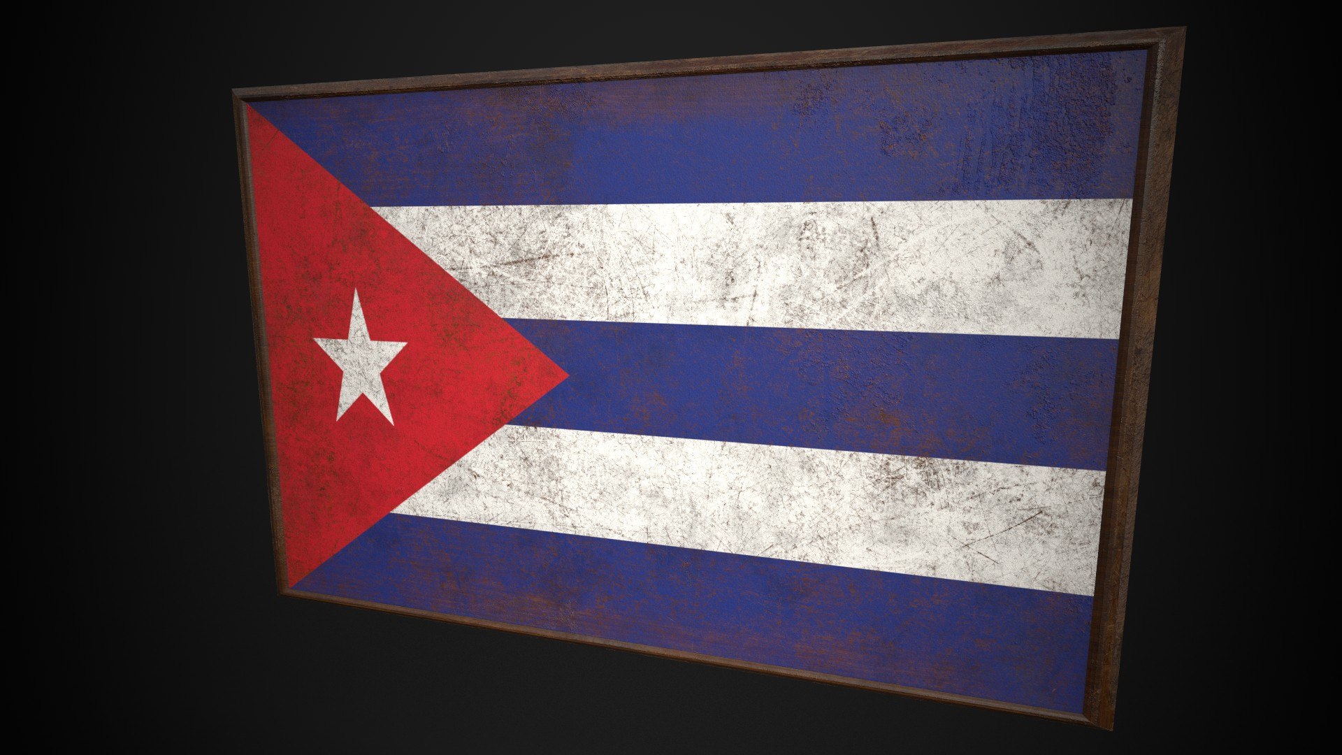 3D Old Picture Frame With Cuba Flag - Game Ready PBR Low-poly 2 Model ...