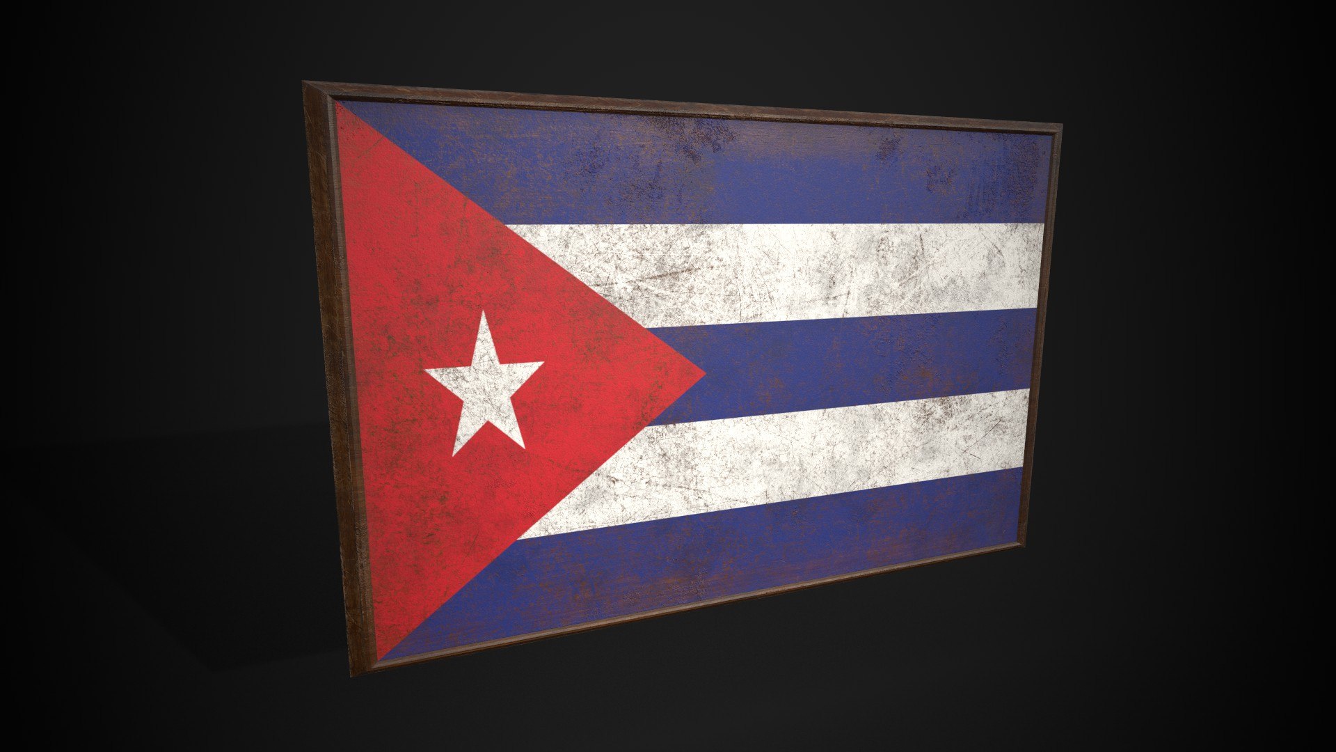 3D Old Picture Frame With Cuba Flag - Game Ready PBR Low-poly 2 Model ...
