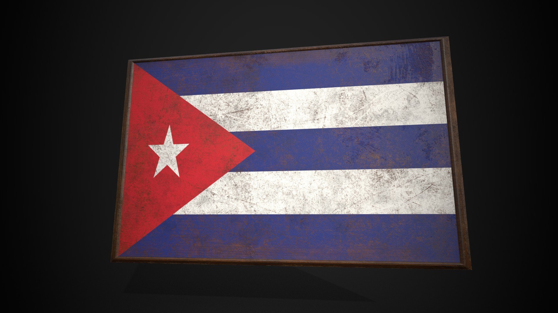 3D Old Picture Frame With Cuba Flag - Game Ready PBR Low-poly 2 Model ...