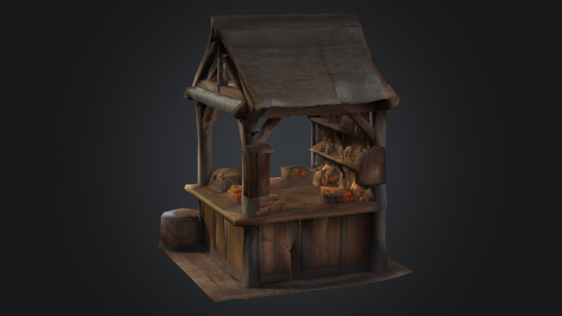 Stylized Game Ready Market Stall 3K Triangles Low Poly FBX OBJ BLEND 3D ...