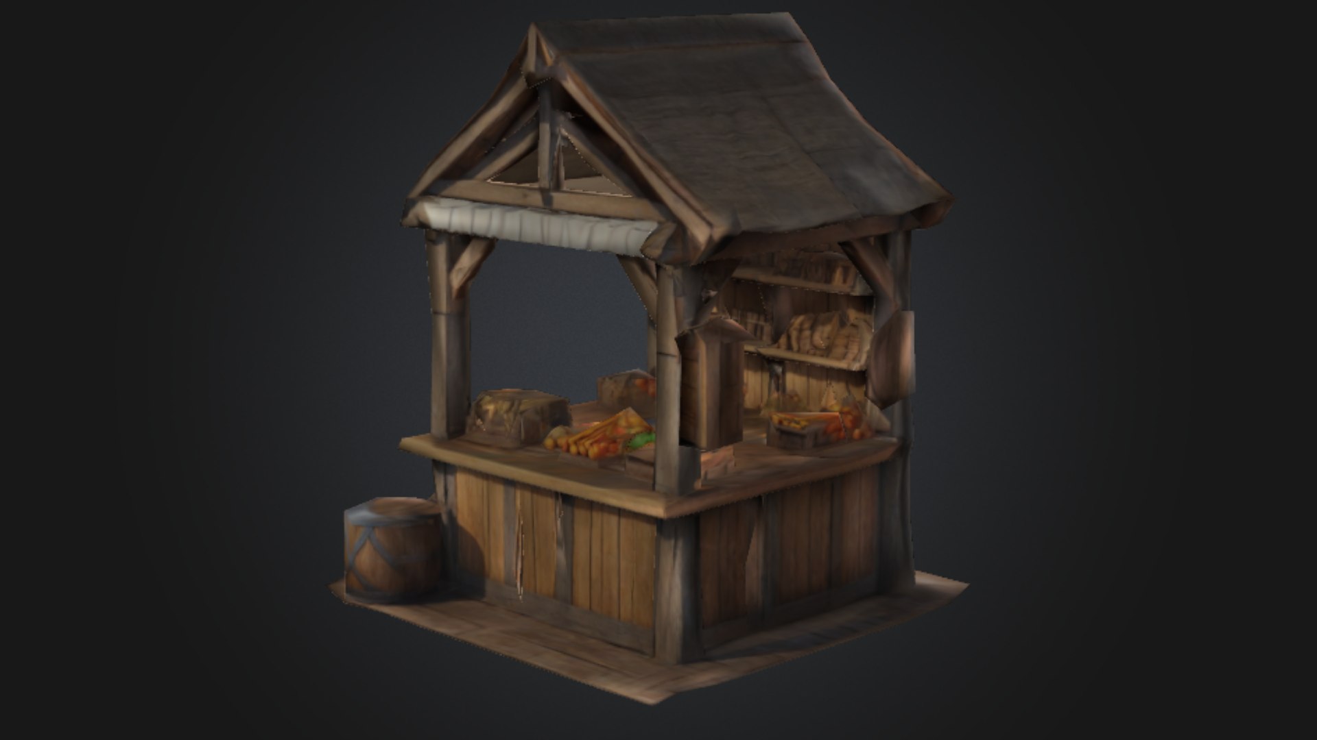 Stylized Game Ready Market Stall 3K Triangles Low Poly FBX OBJ BLEND 3D ...