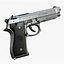 Silver Beretta M9 Polys 3d Model