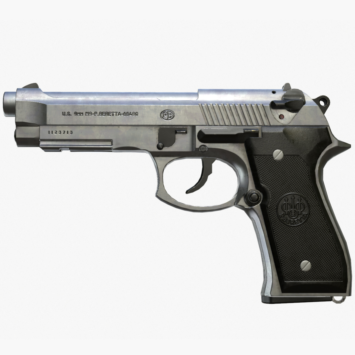 silver beretta m9 polys 3d model
