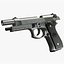 Silver Beretta M9 Polys 3d Model