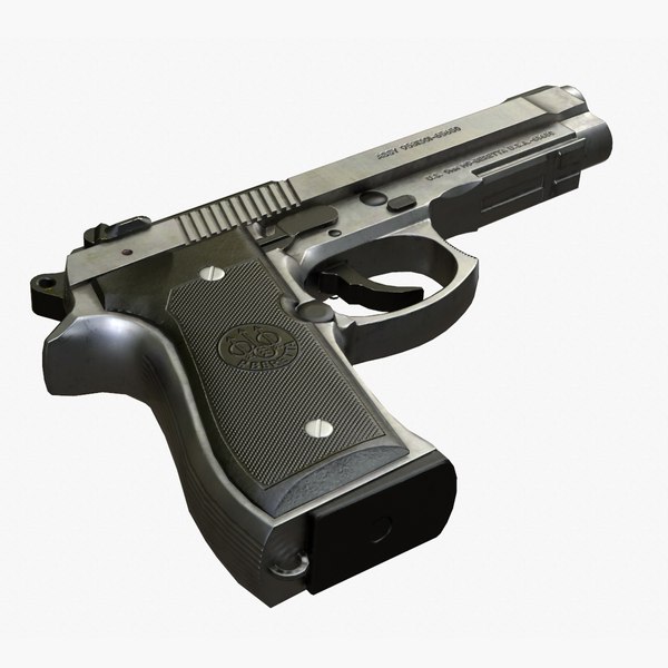 silver beretta m9 polys 3d model