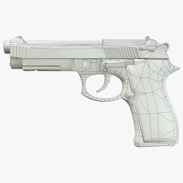 silver beretta m9 polys 3d model